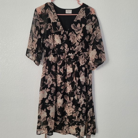 Sienna Sky | Dresses | Sienna Sky Black With Pinkcorral Flowers Size M ...